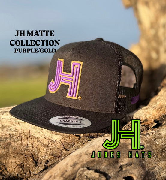 New 2025 JH Matte All Black Collection Purple/Gold | Jobes Hats, LLC