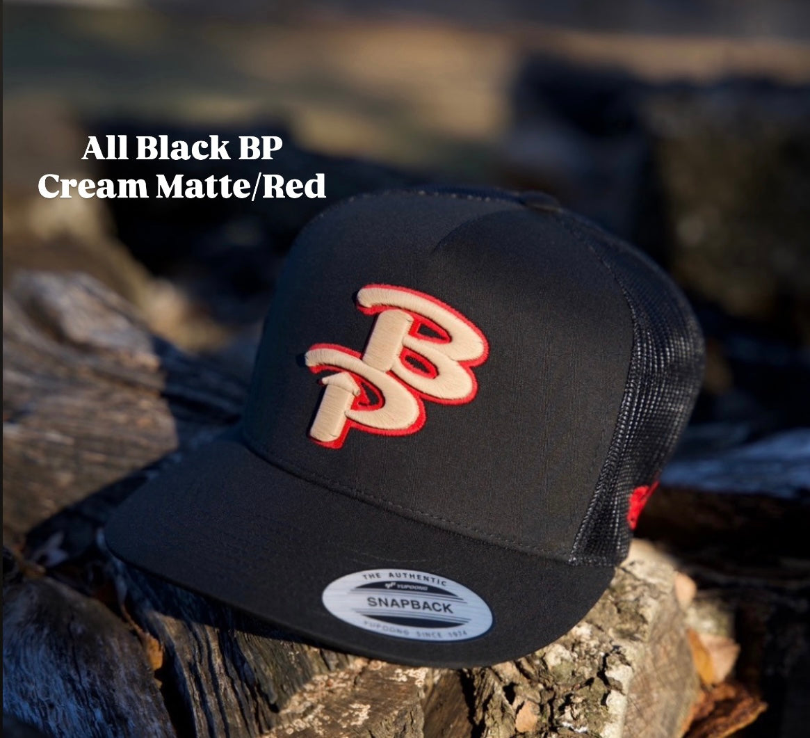New BP cap- All Black Cream Matte/Red – Jobes Hats, LLC