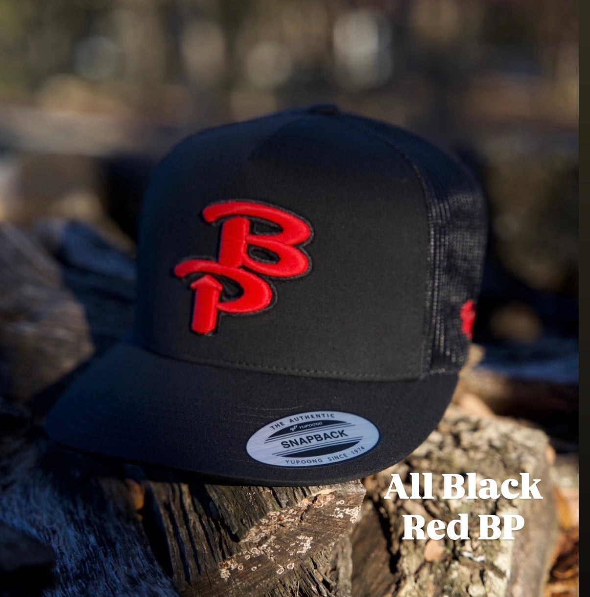 New BP cap- All Black with Red BP – Jobes Hats, LLC
