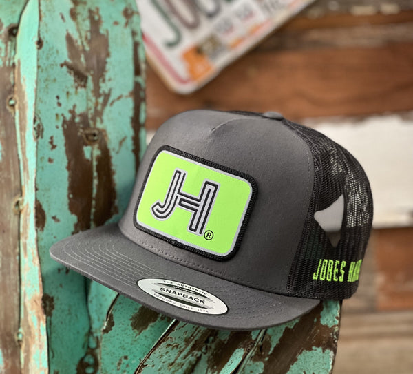 2021 Jobes Hats Trucker -All Grey/ neon green patch (Limited) | Jobes ...